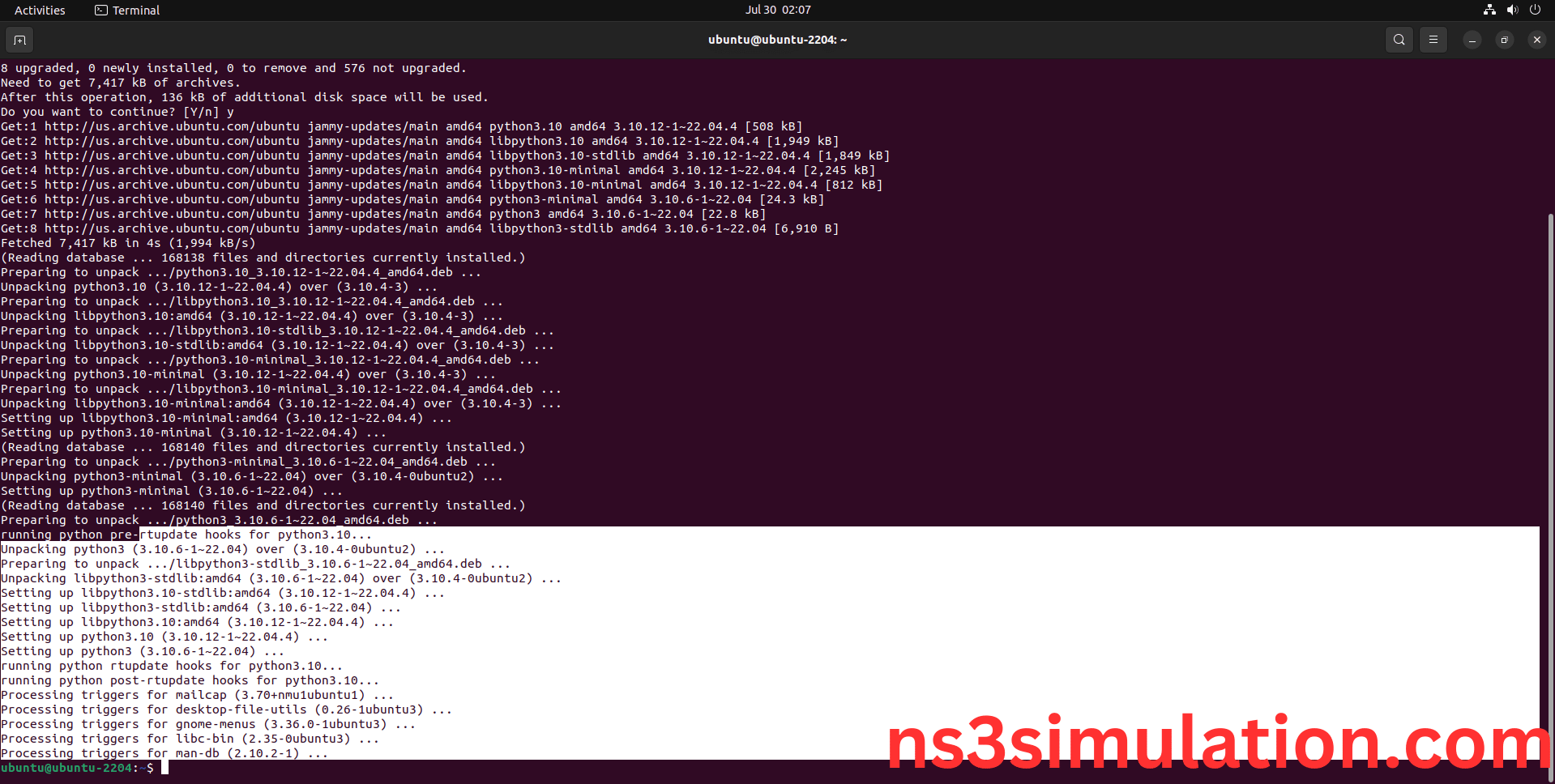 How to run PYTHON3 packages in NS3