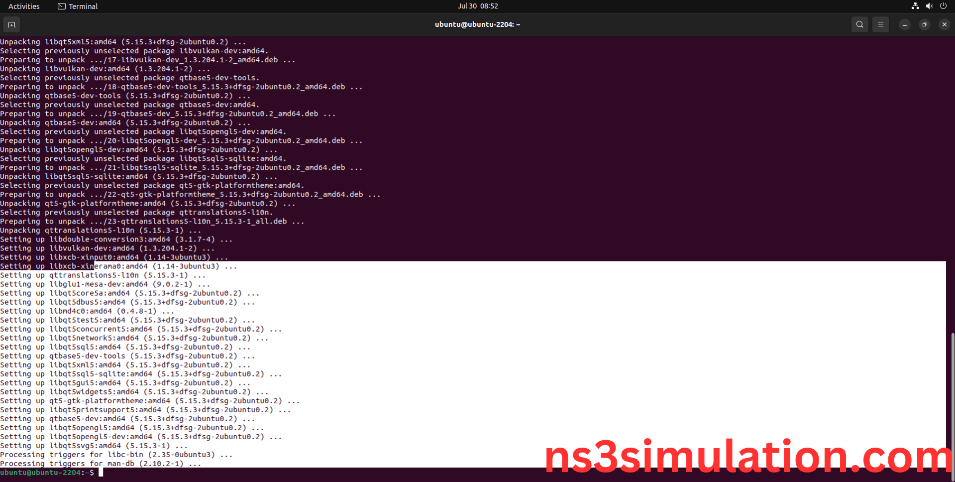 Qtbase5-dev Installation Command - Ns3 Projects