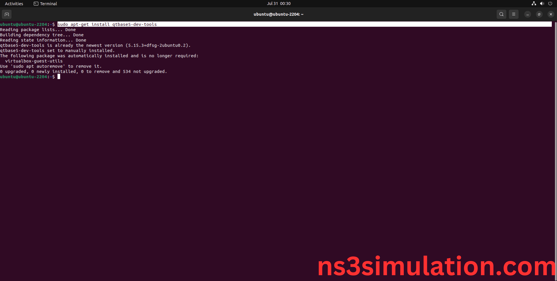 Qtbase5 Dev Tools Installation Command Ns3 Projects 2545
