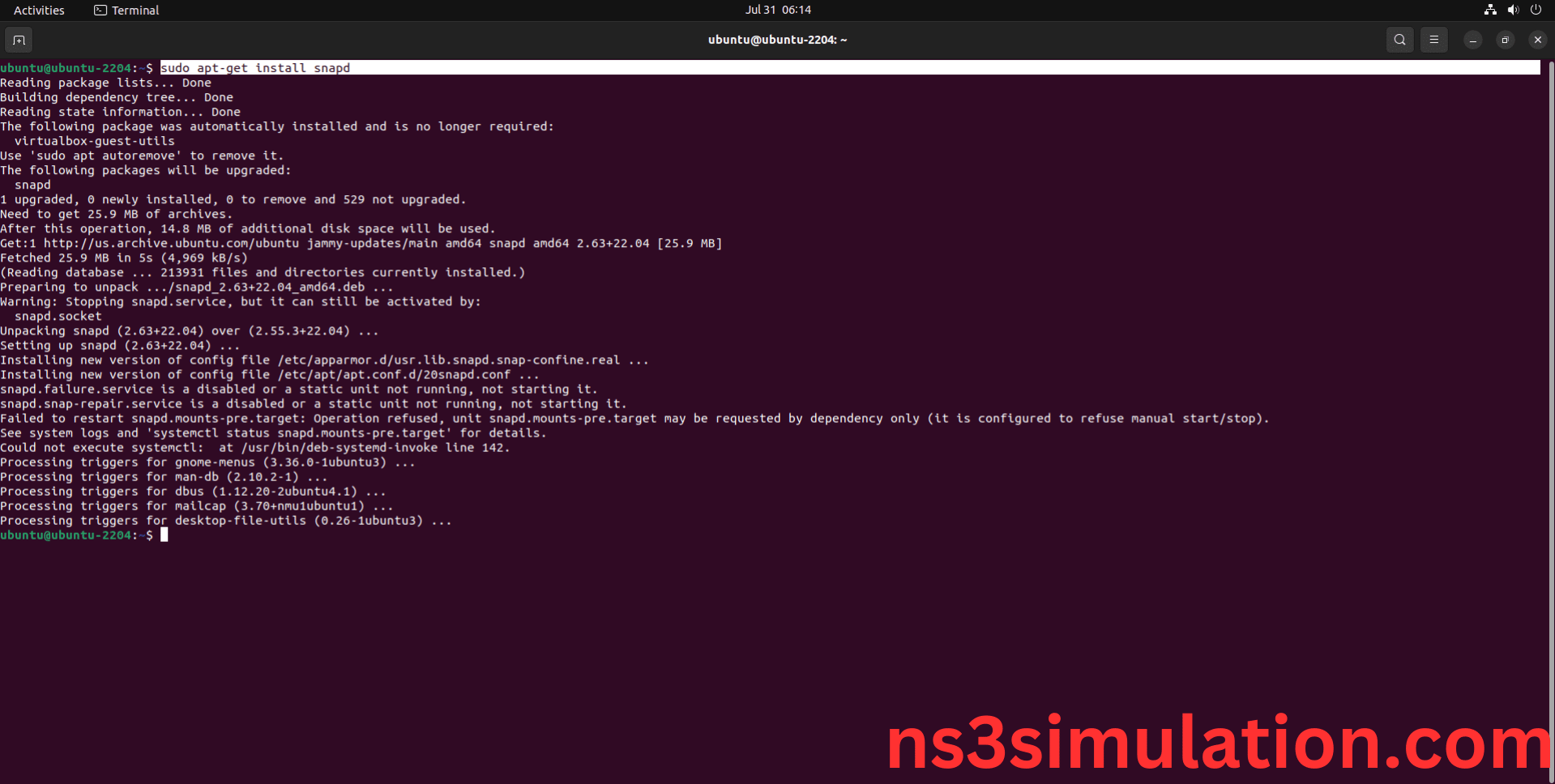 Snapd Installation Command - Ns3 Projects