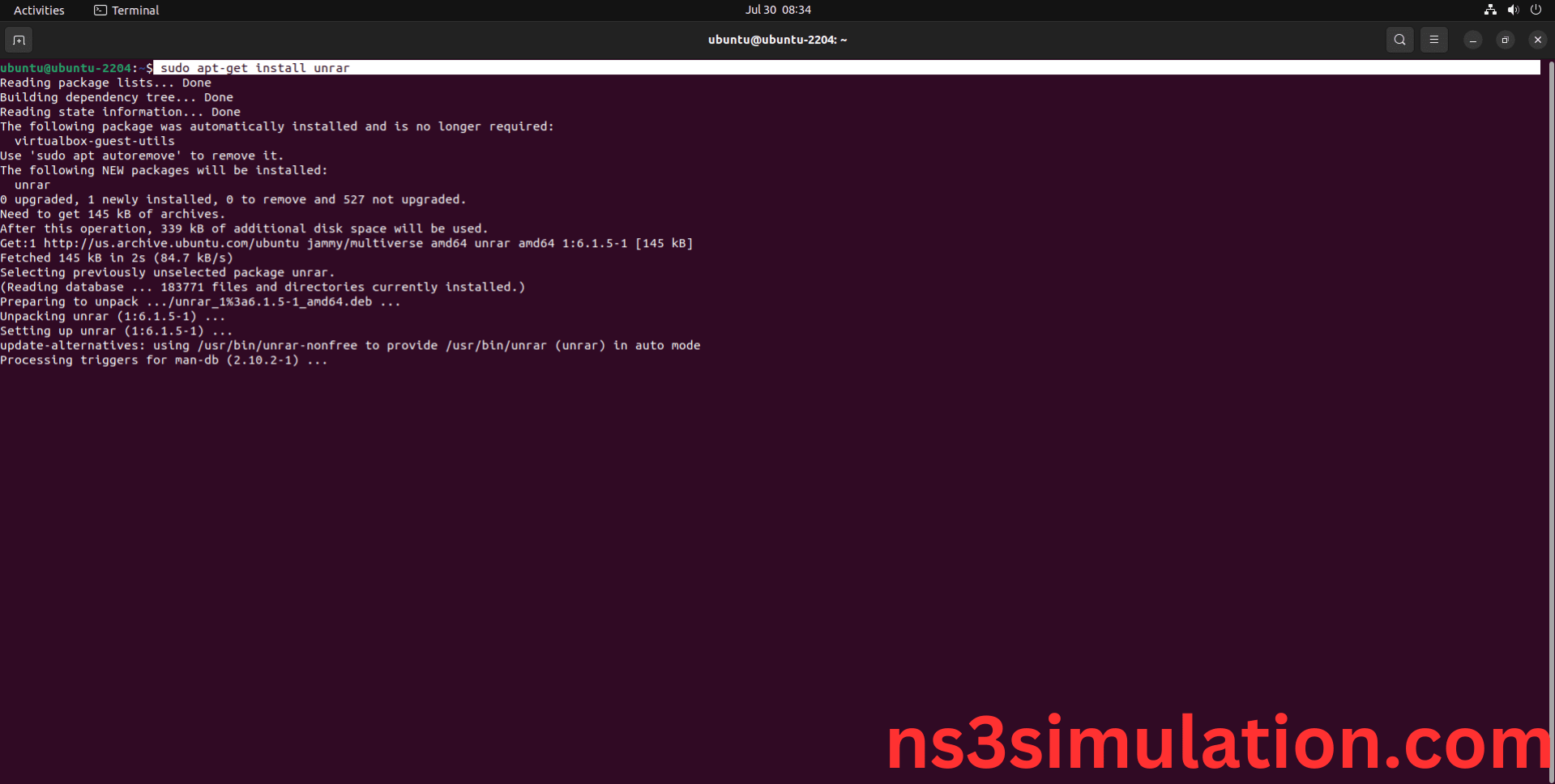 Unrar Installation Command - Ns3 Projects