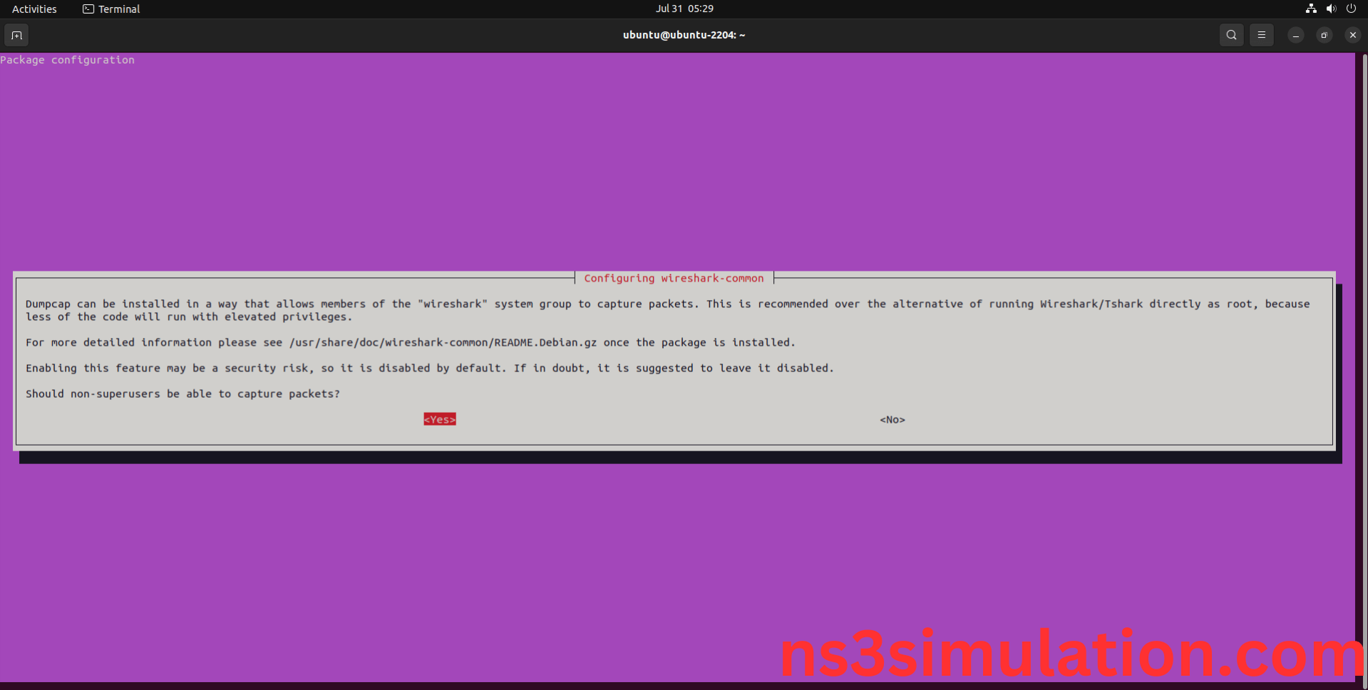 Wireshark Installation Command - Ns3 Projects
