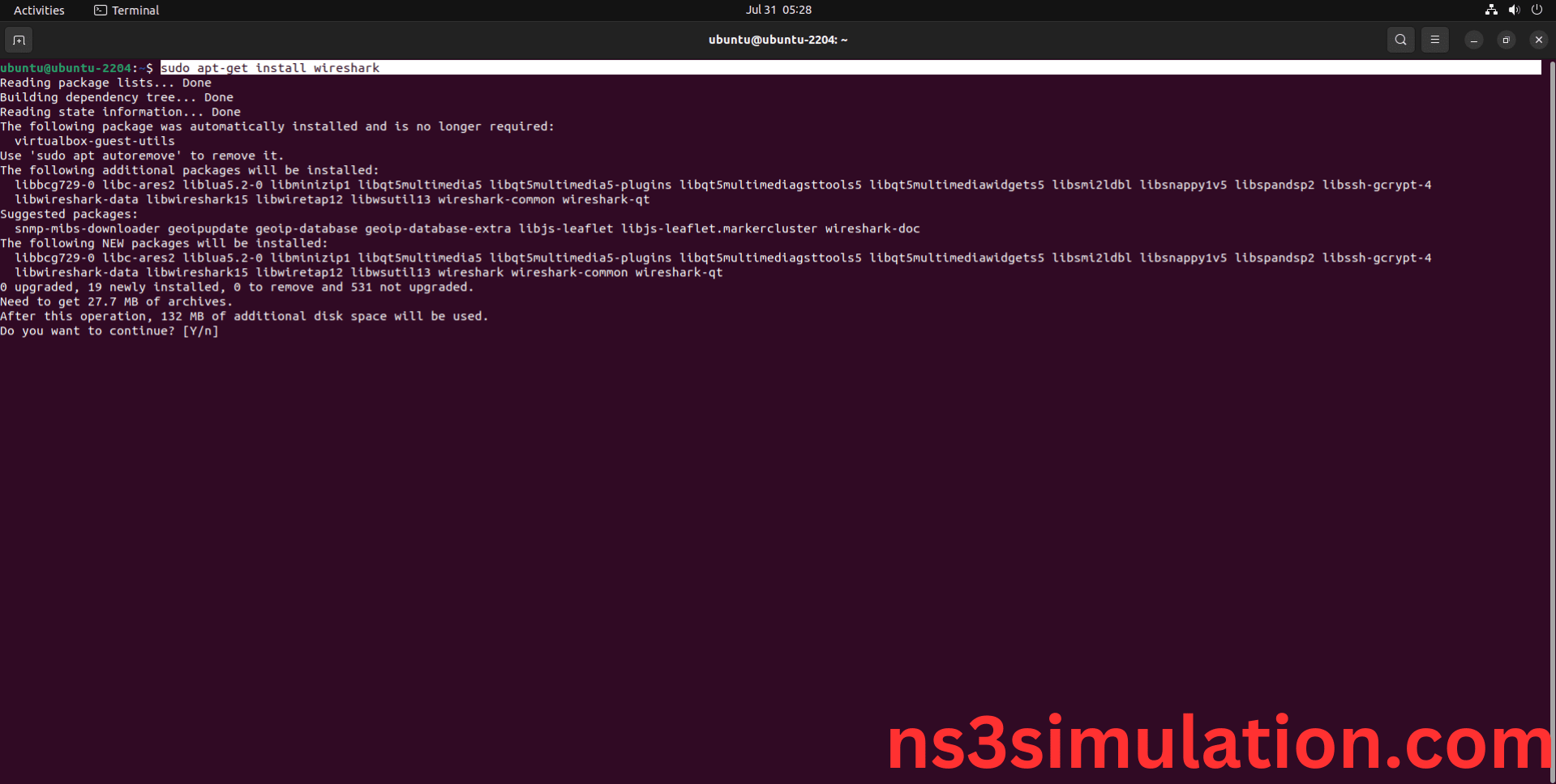 Wireshark Installation Command - Ns3 Projects